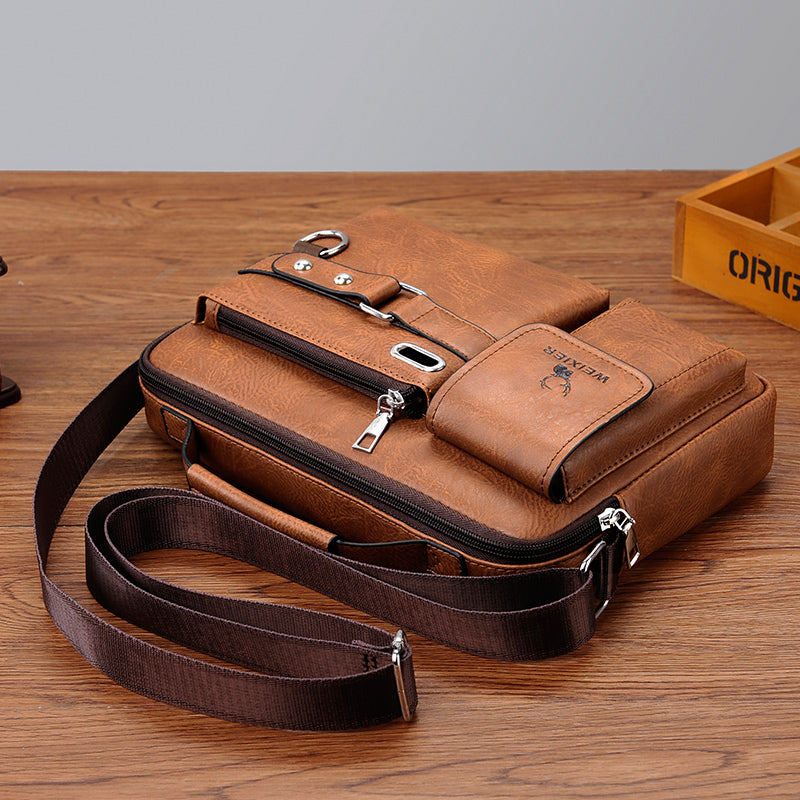 Luxury Men's Leather Crossbody Briefcase - Premium Waterproof Material ...